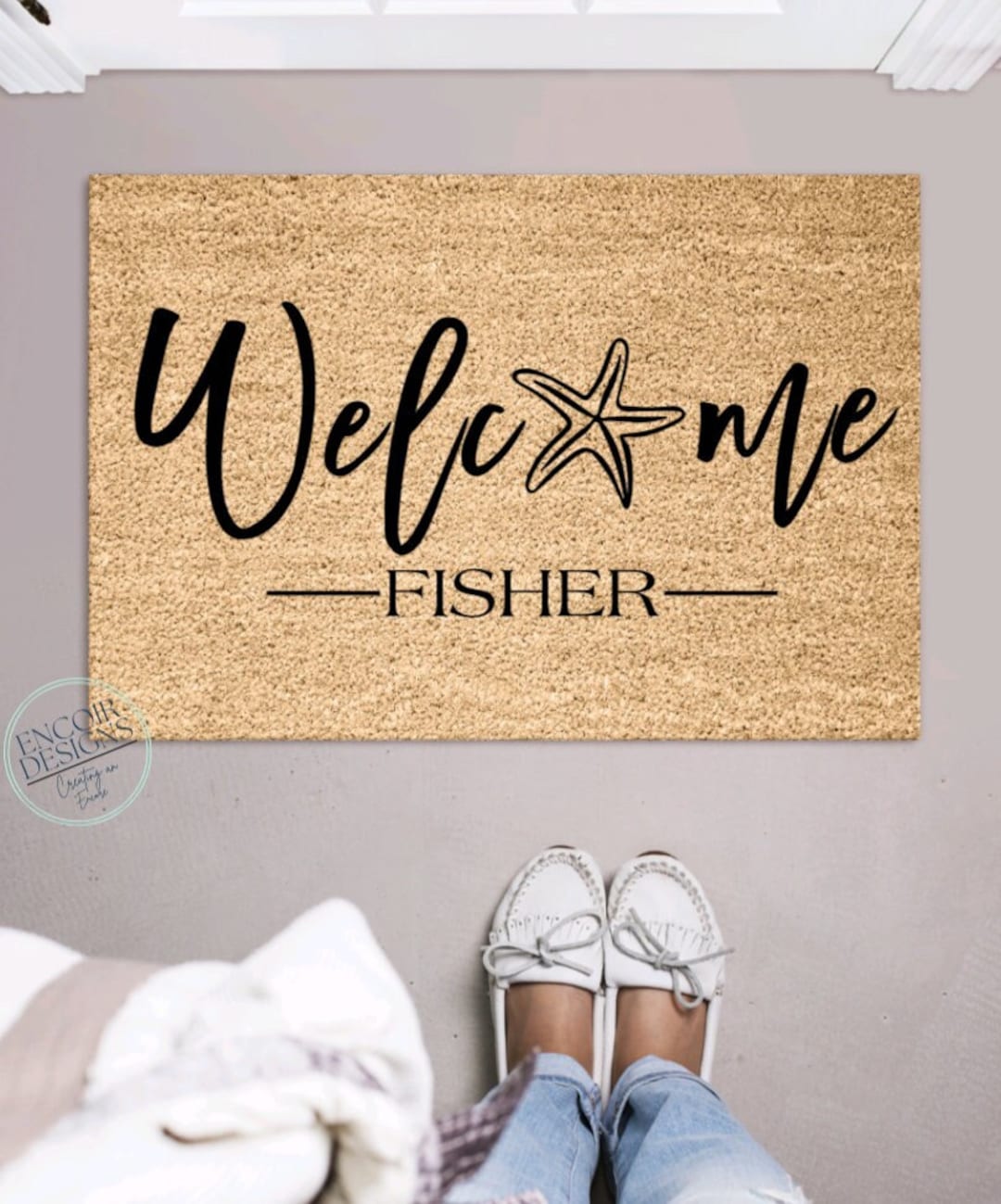 Beach Themed Welcome Mat | Personalized Doormat | Custom Welcome Mat ...