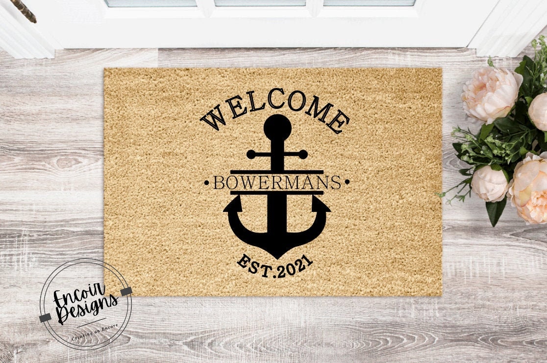 Nautical Beach Themed Custom Welcome Mat Housewarming Gift | Etsy