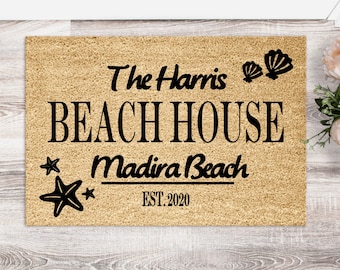 Personalized Beach Door Mat, Beach House Doormat, Beach Welcome Mat ...