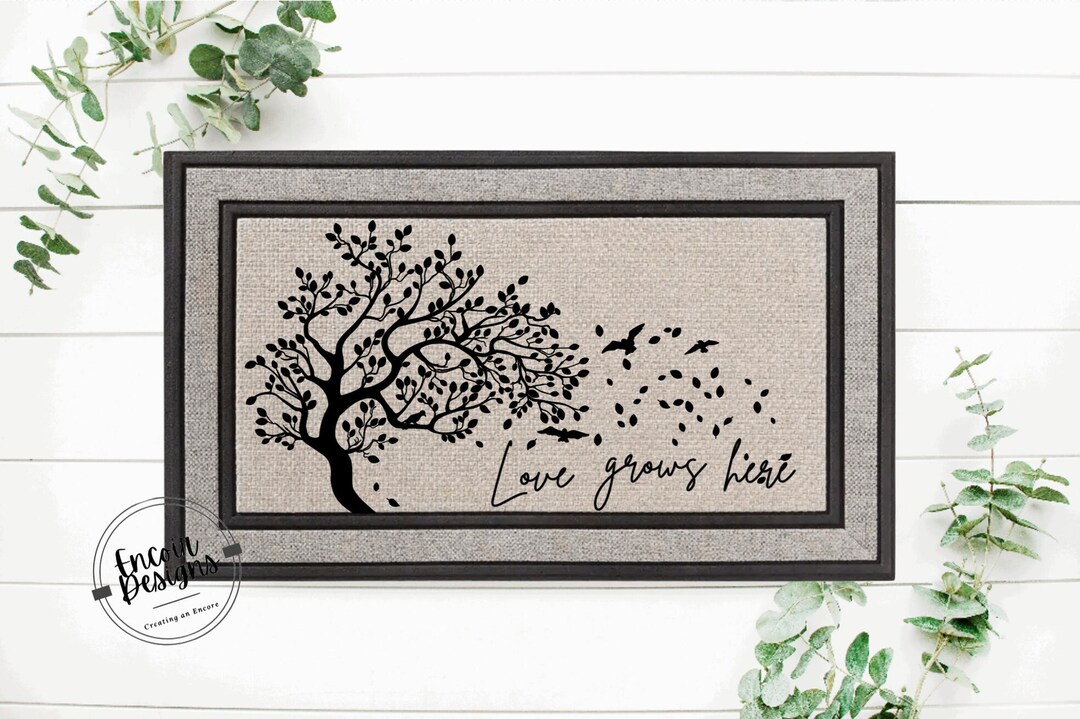 Love Grows Here Welcome Mat |personalized Doormat | Cute Simple Doormat ...