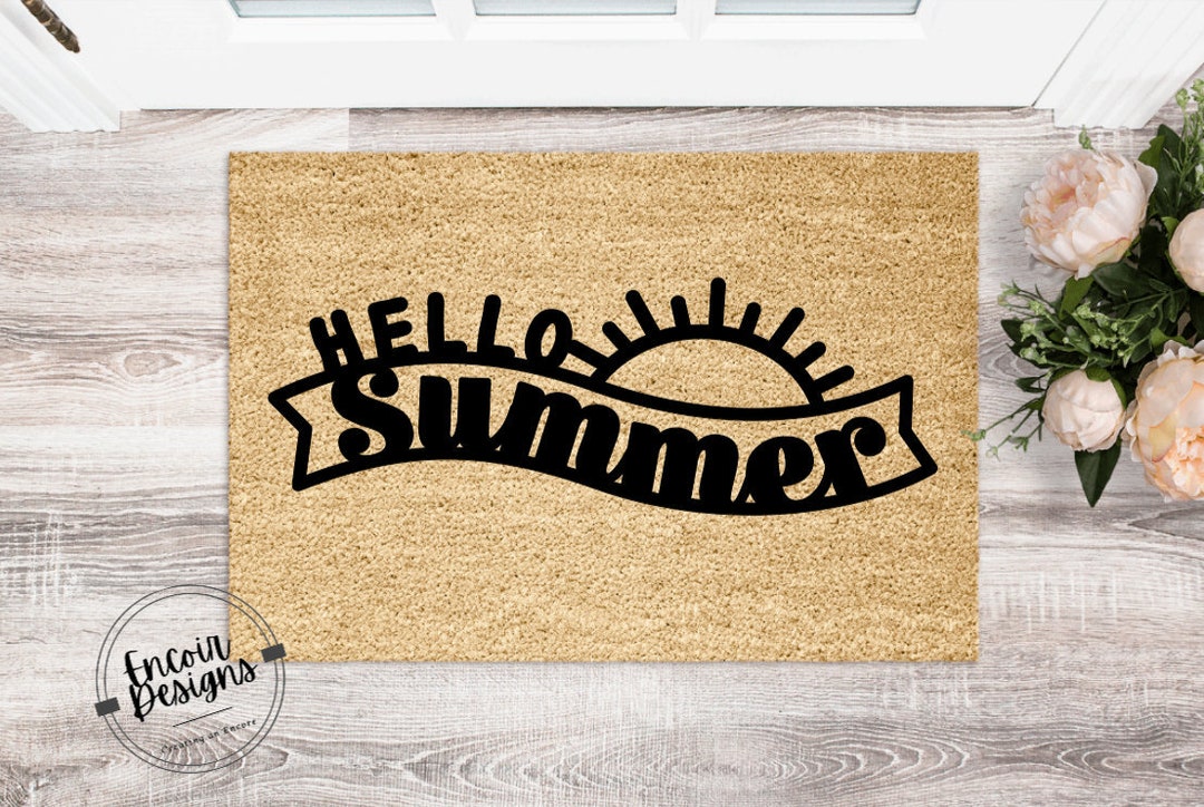 Hello Summer Welcome Mat | Personalized Doormat | Anniversary Present ...