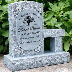 Human Memorial Garden Stone , Bench Memorial Stone, Bench Grave Marker ...