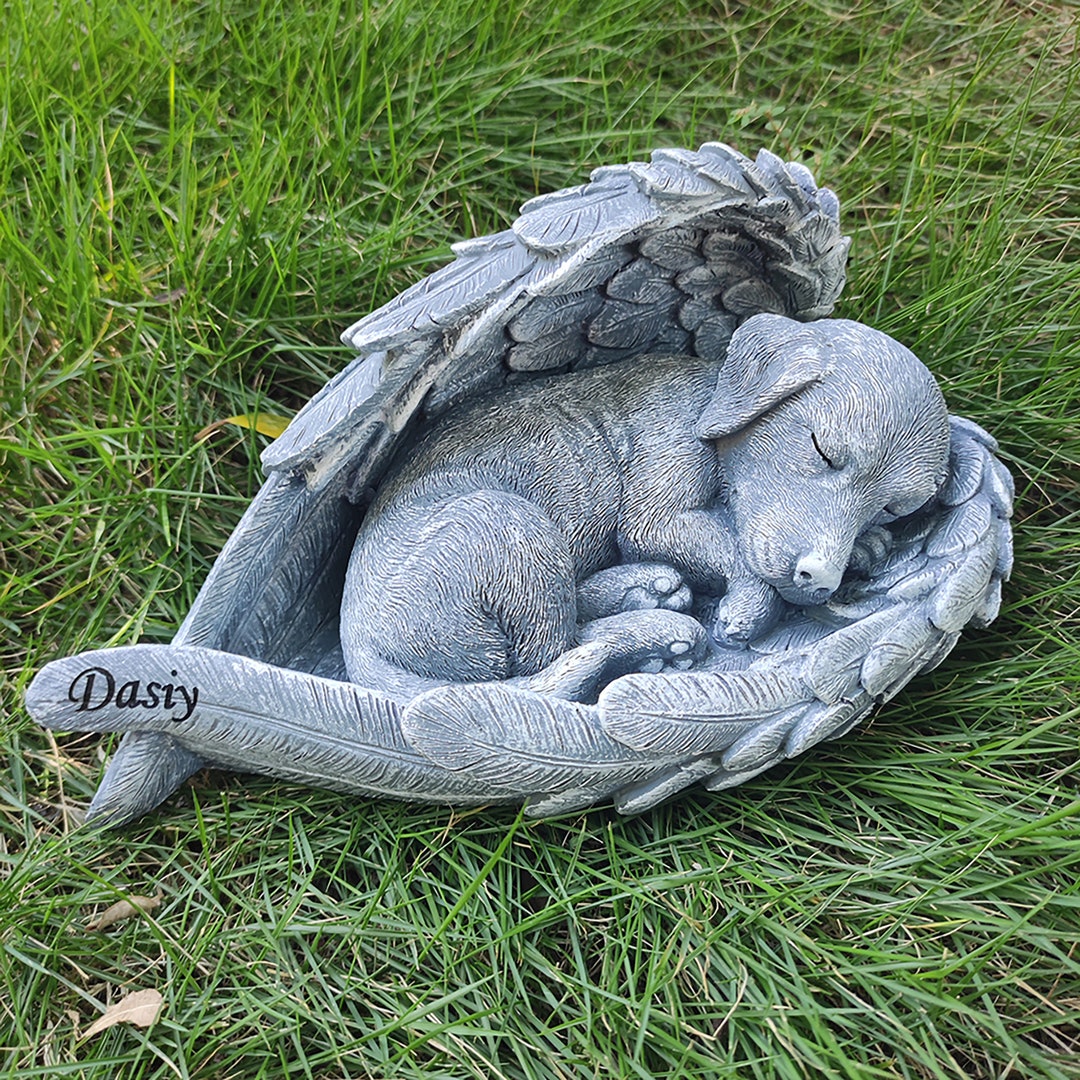 Personalized Dog Memorial Stone, Dog Memorial Statue Engraved With Pet ...