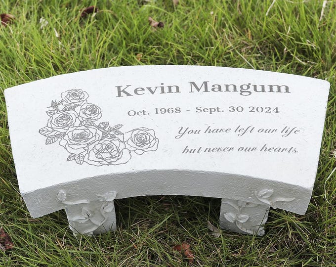 Custom Medium Stone Bench Personalized Memorial Garden Decor - Etsy