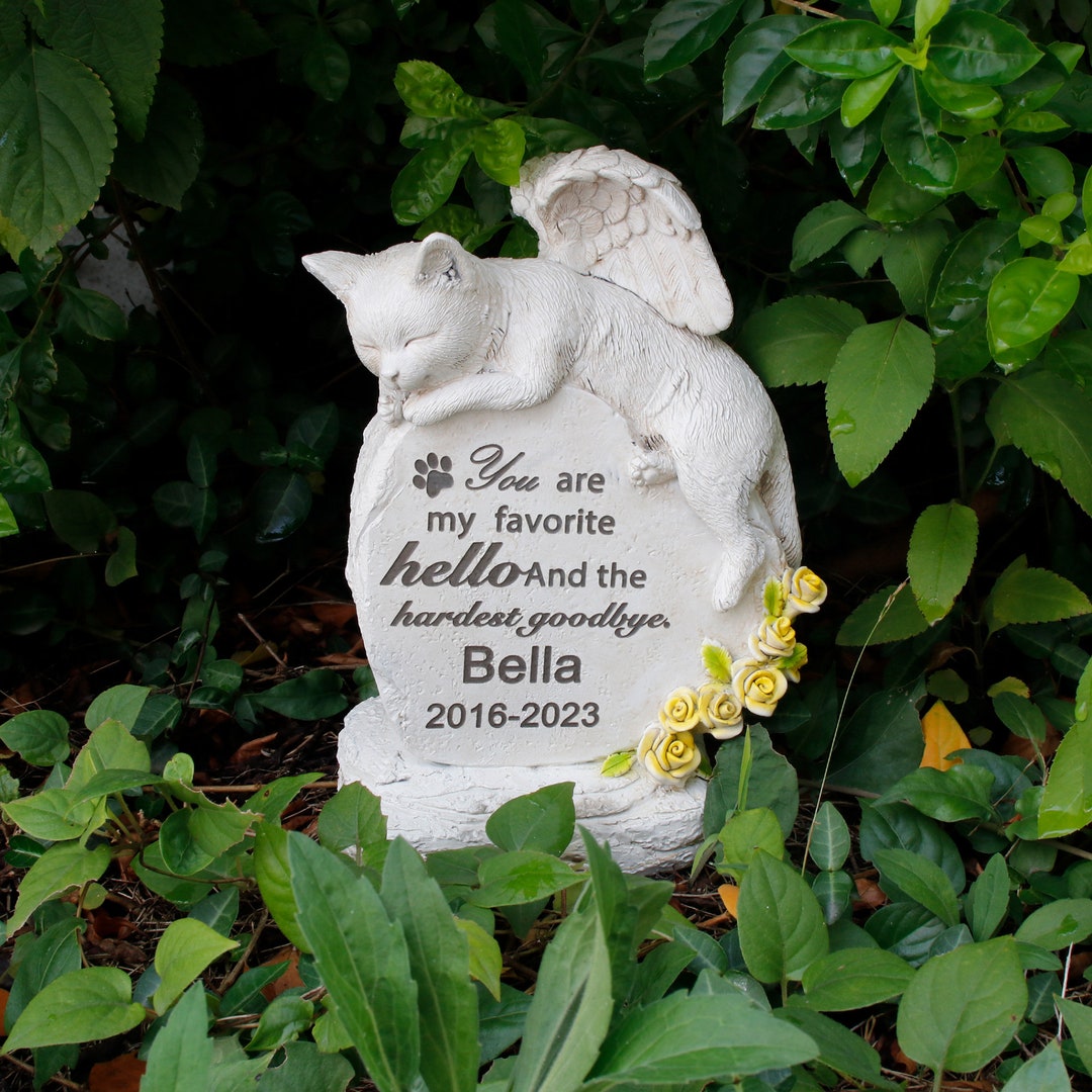 Personalized Pet Cat Memorial Stones in Angel Wings - Pet Grave Markers ...
