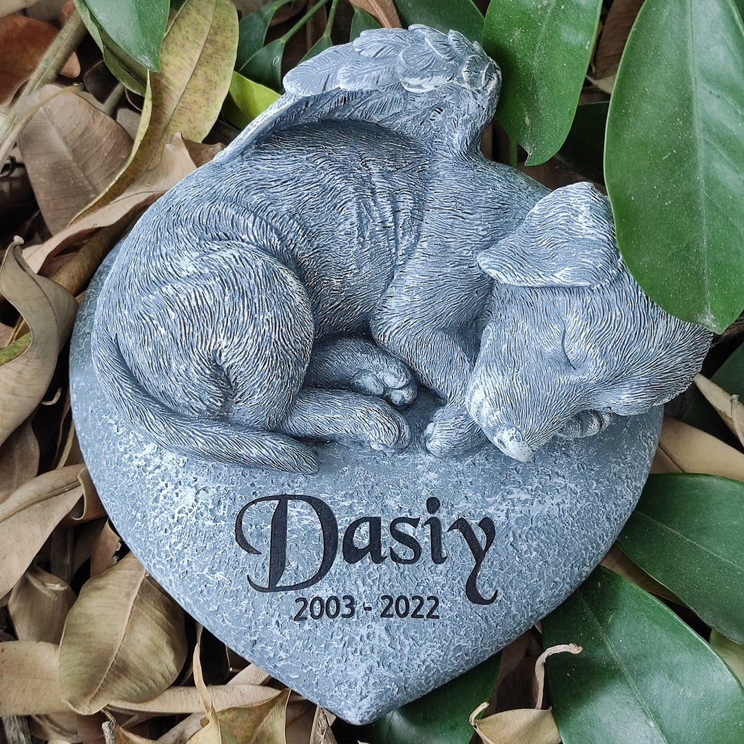 Personalized Angel Dog Memorial Stone Statue Grave Markers on the Heart ...