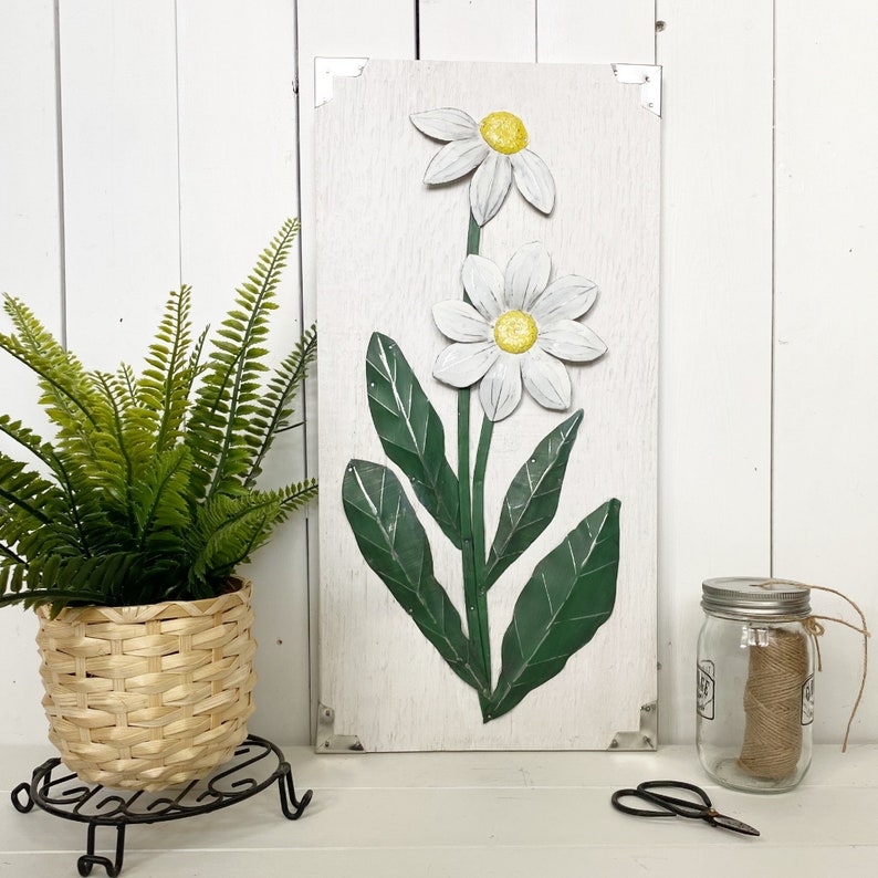 White Daisy Vintage Botanical Tin Art - Etsy Canada