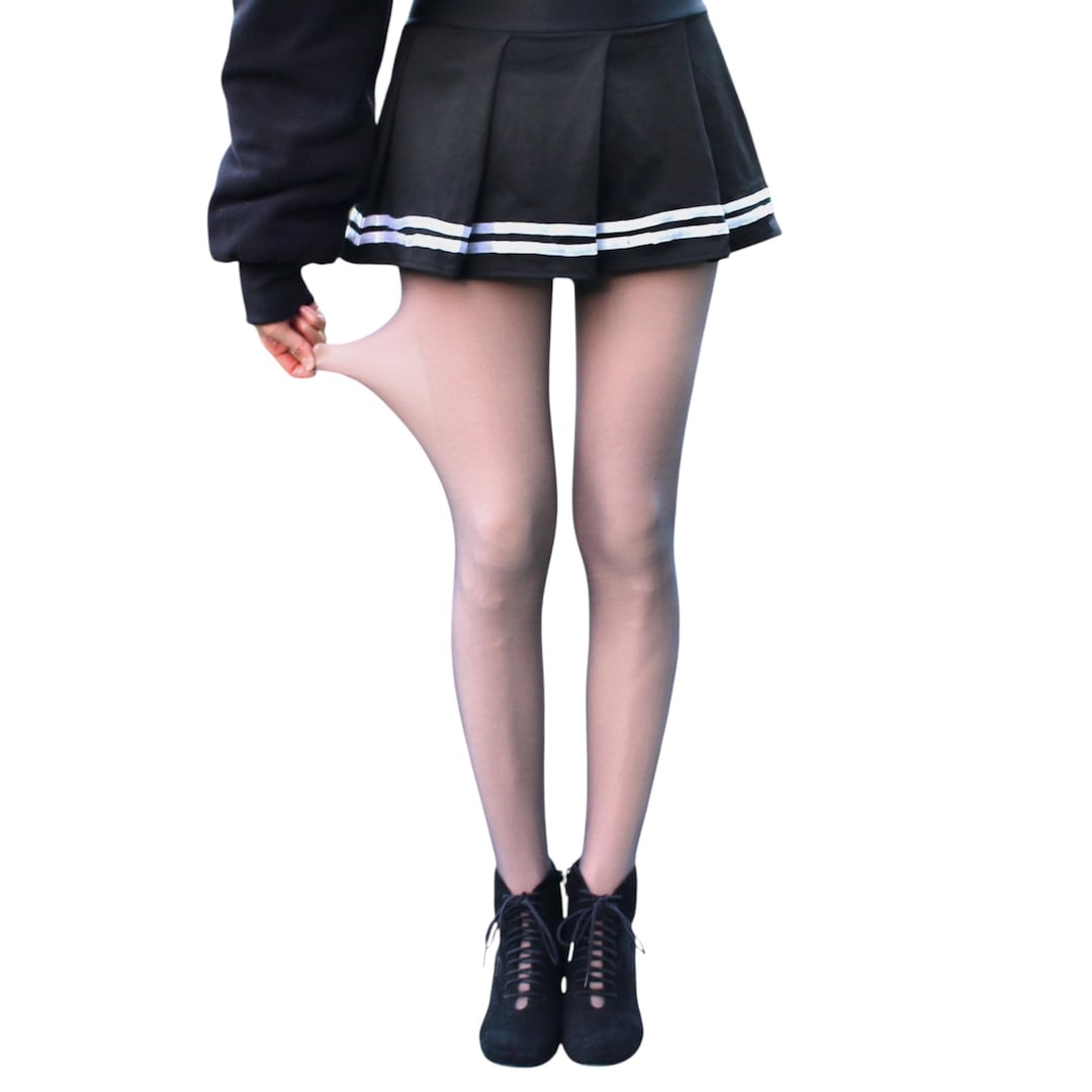 Nude Faux Translucent Warm Tights, Skin Color Fake Sheer Transparent ...