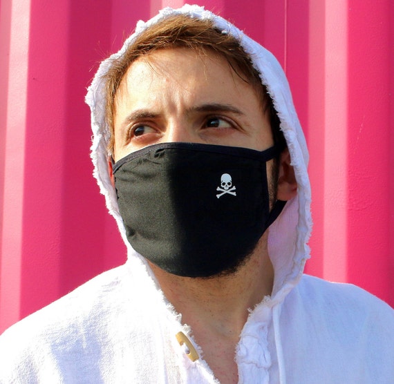 Skull Face Mask Teenager Crossbones Machine Washable Black | Etsy