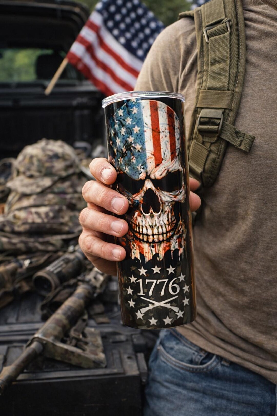 1776 Patriot Skull Tumbler - Etsy