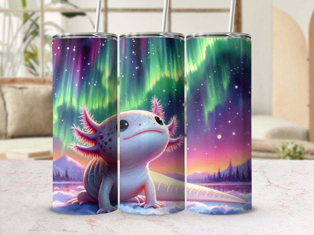 Axolotl Northern Lights PNG Wrap, Salamander Aurora Borealis Digital ...