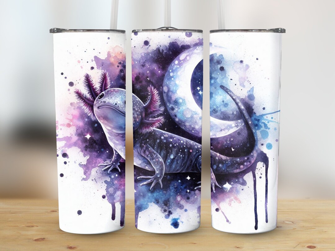 Axolotl Tumbler PNG Wrap, Celestial Night Sky Axolotl, Mystical Moon ...