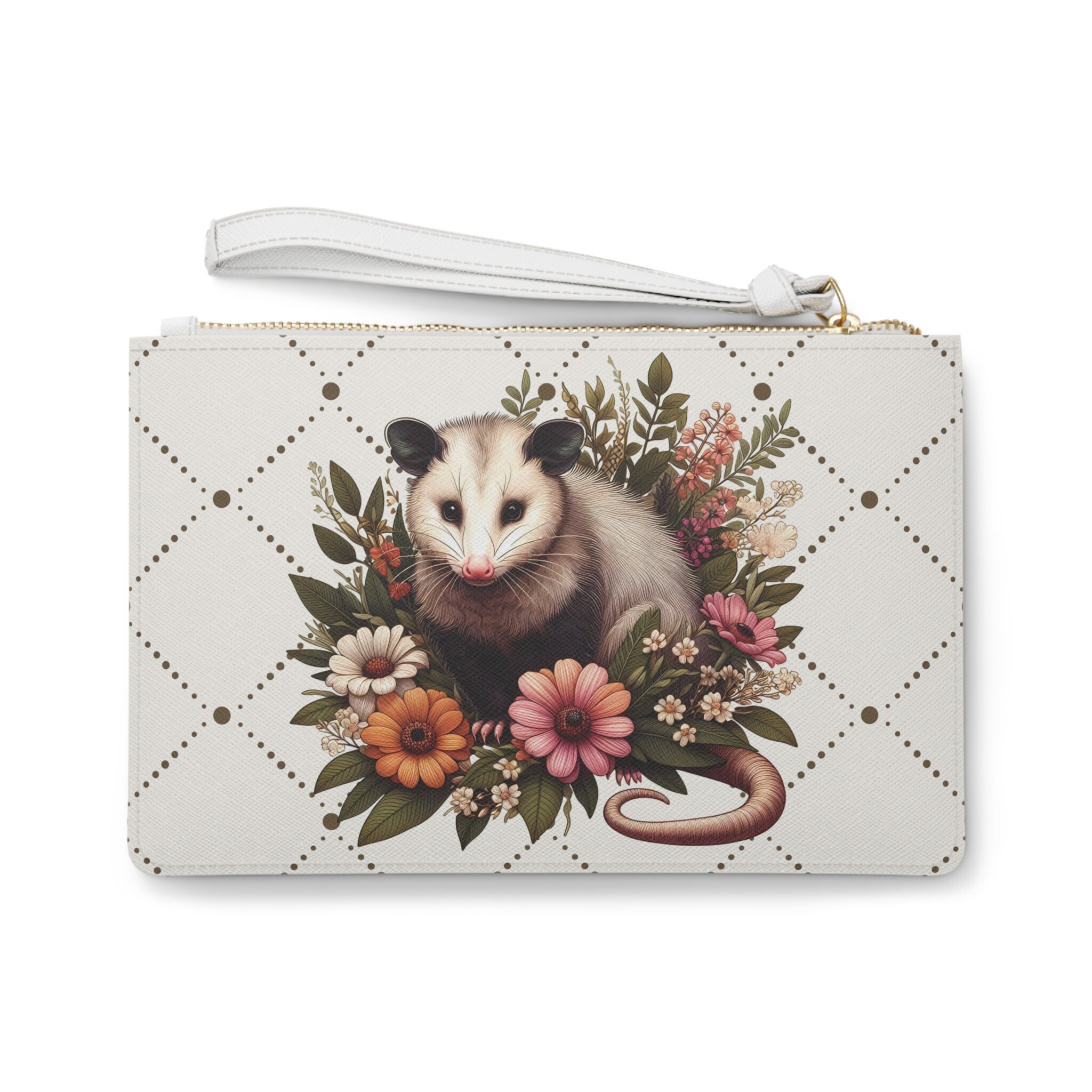 Opossum Floral Clutch Purse Handbag, Possum Makeup Bag With Flowers ...