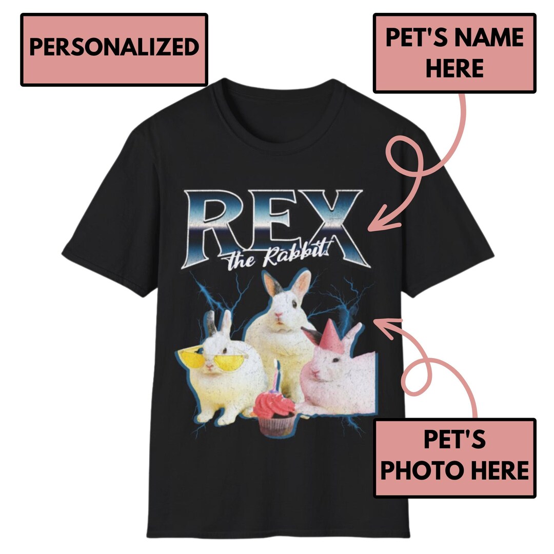 Bootleg Vintage 90s Rabbit T-shirt, Funny Custom Bunny Pet Photo ...