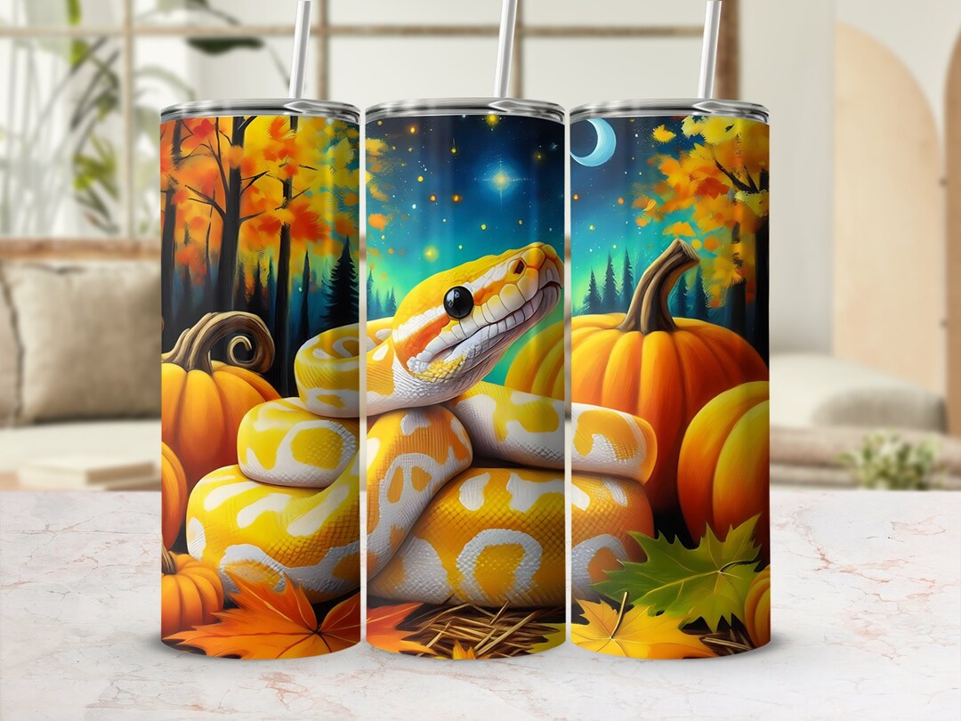 Python Snake Fall Season October Tumbler PNG Wrap, Reptile Halloween ...