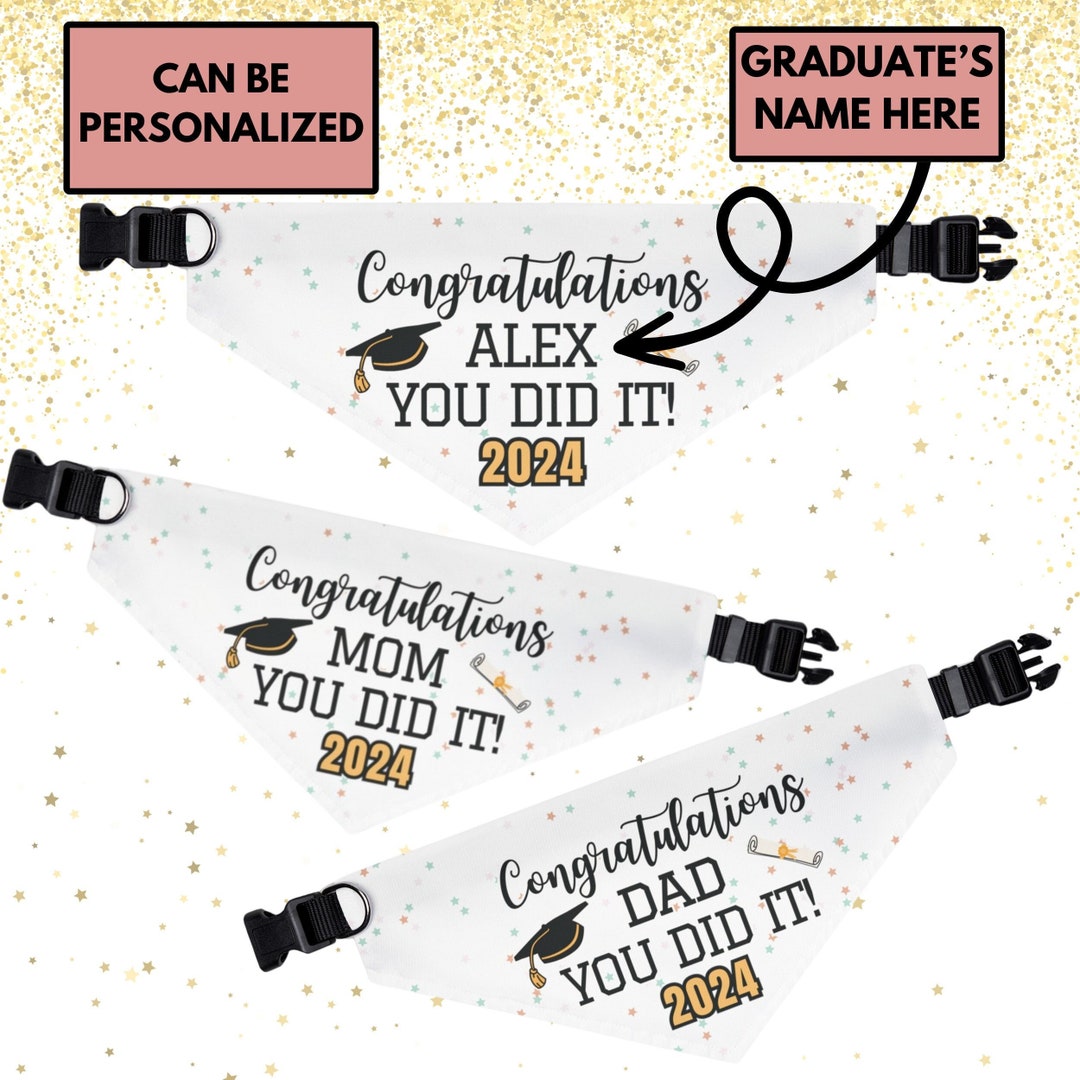 Personalized Graduation Dog Bandana College Graduate 2024, Pet ...