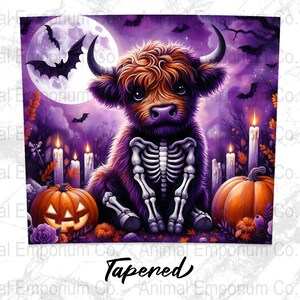 Spooky Skeleton Cow Tumbler PNG Wrap, October Cow Digital Download ...