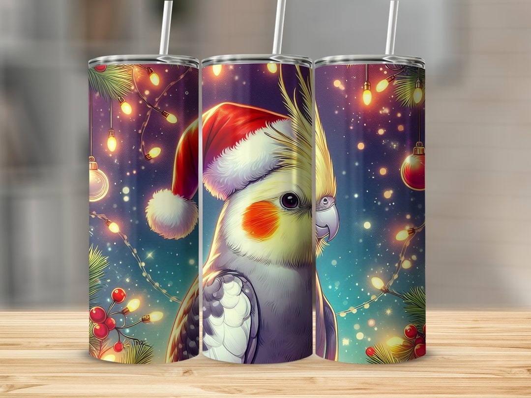Cockatiel Christmas Tumbler PNG, Xmas Cockatiel Bird Straight Tumbler ...