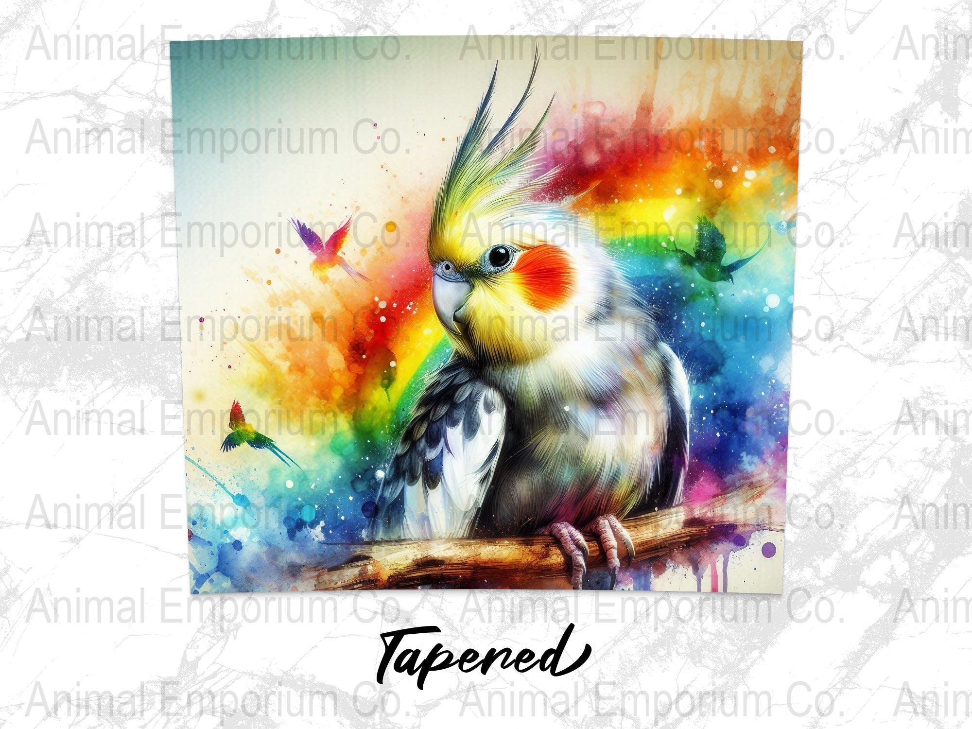 Cockatiel Tumbler PNG Wrap, Watercolor Cockatiel Bird Tumbler, Straight ...