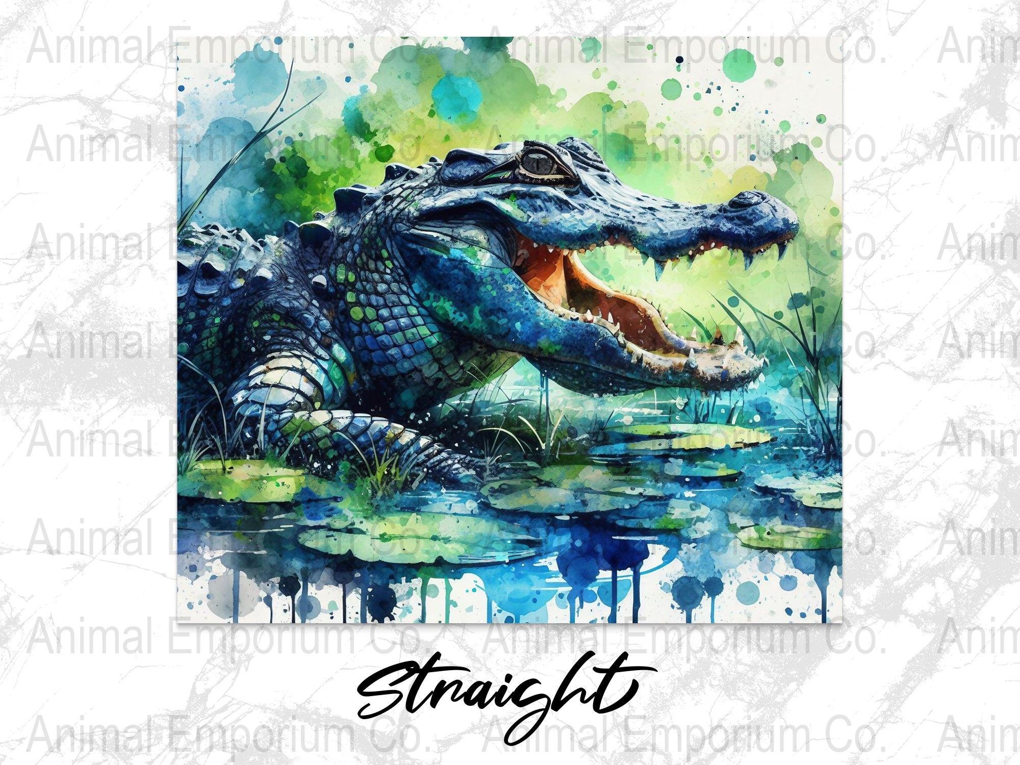 Alligator Watercolor 20oz Skinny Tumbler Wrap, Swamp Gator Lover ...