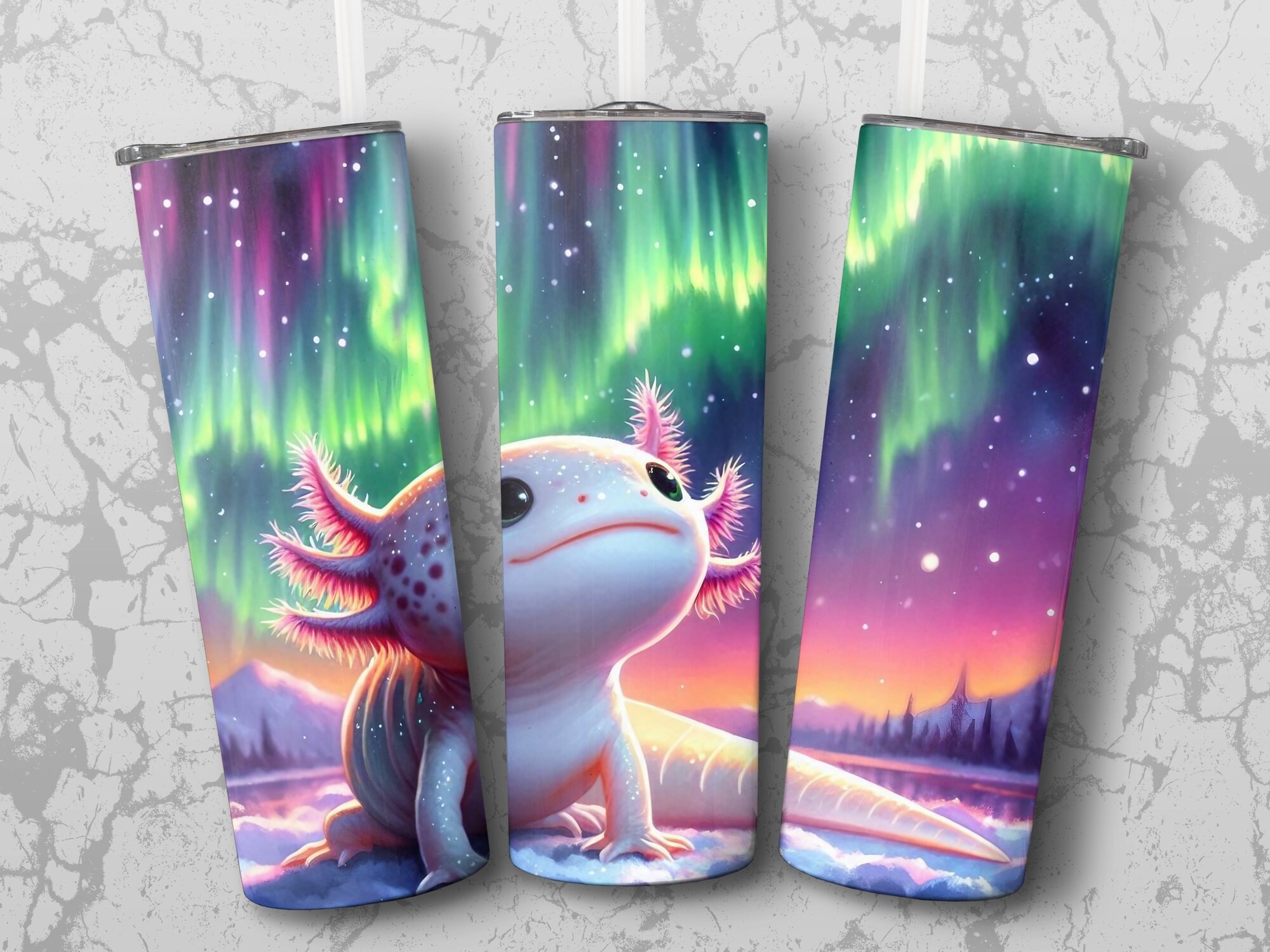 Axolotl Northern Lights PNG Wrap, Salamander Aurora Borealis Digital ...
