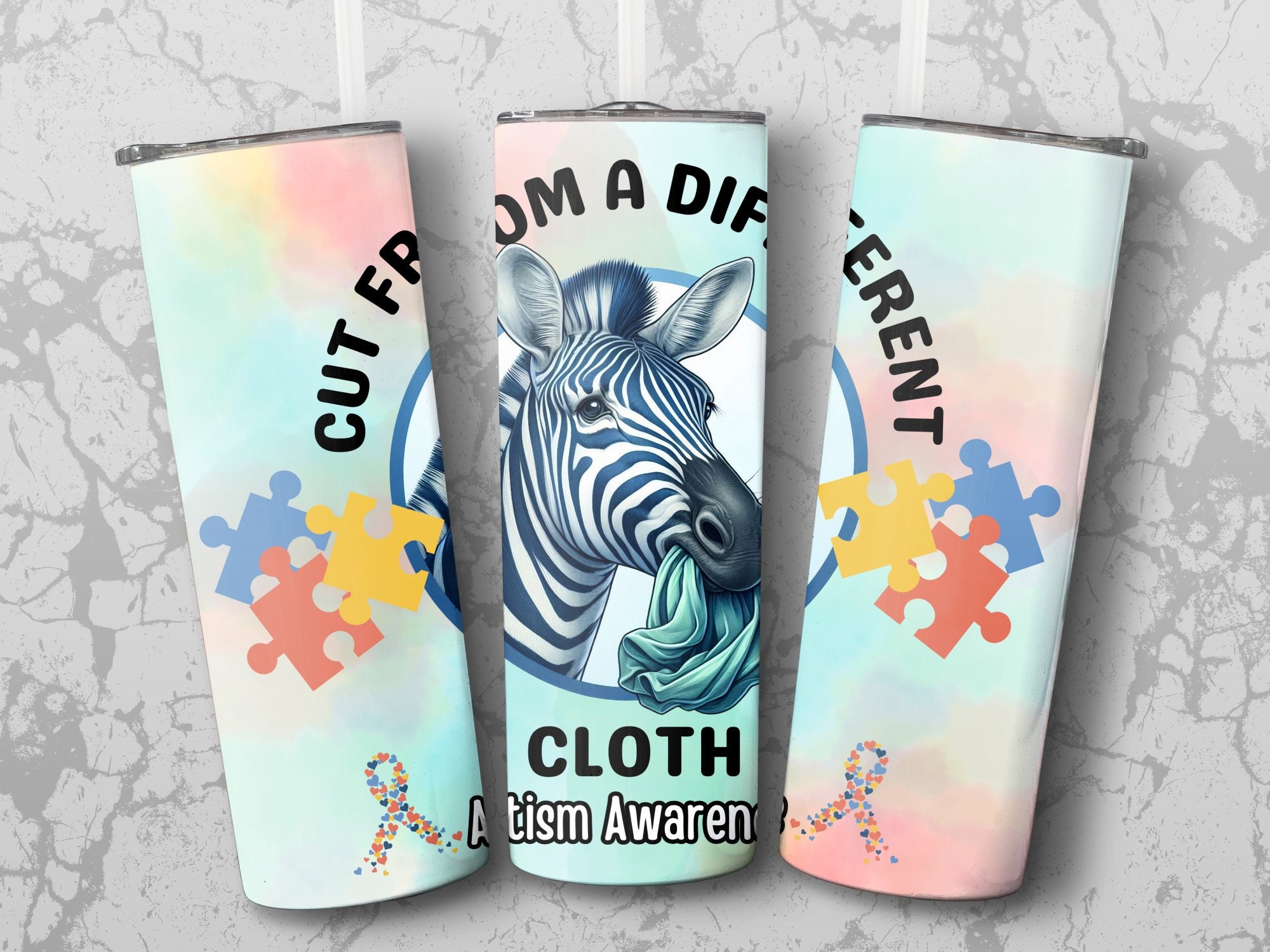 Zebra Autism Awareness Month Sublimation Wrap, It's OK to Be Different ...