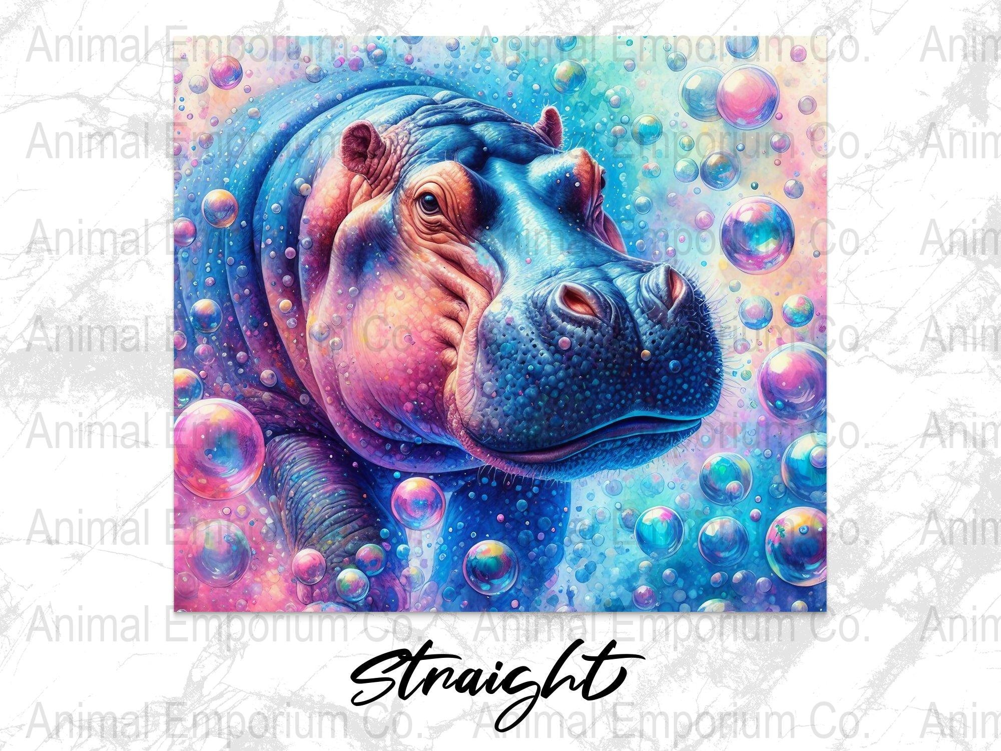 Hippo Watercolor 20oz Skinny Straight Tumbler Wrap, Hippo Lover ...