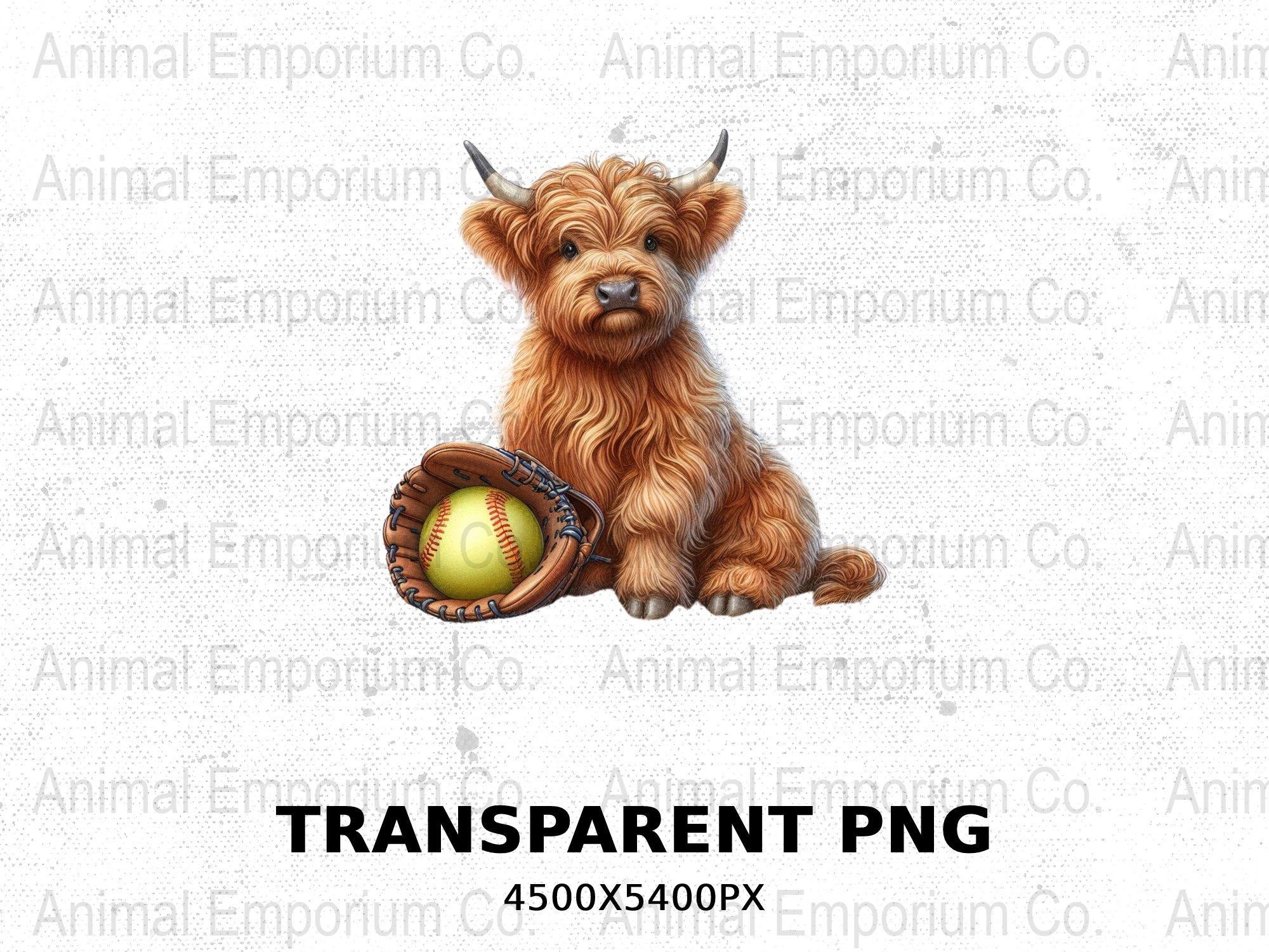 Highland Cow Softball PNG Shirt Sublimation Design, Digital Download ...