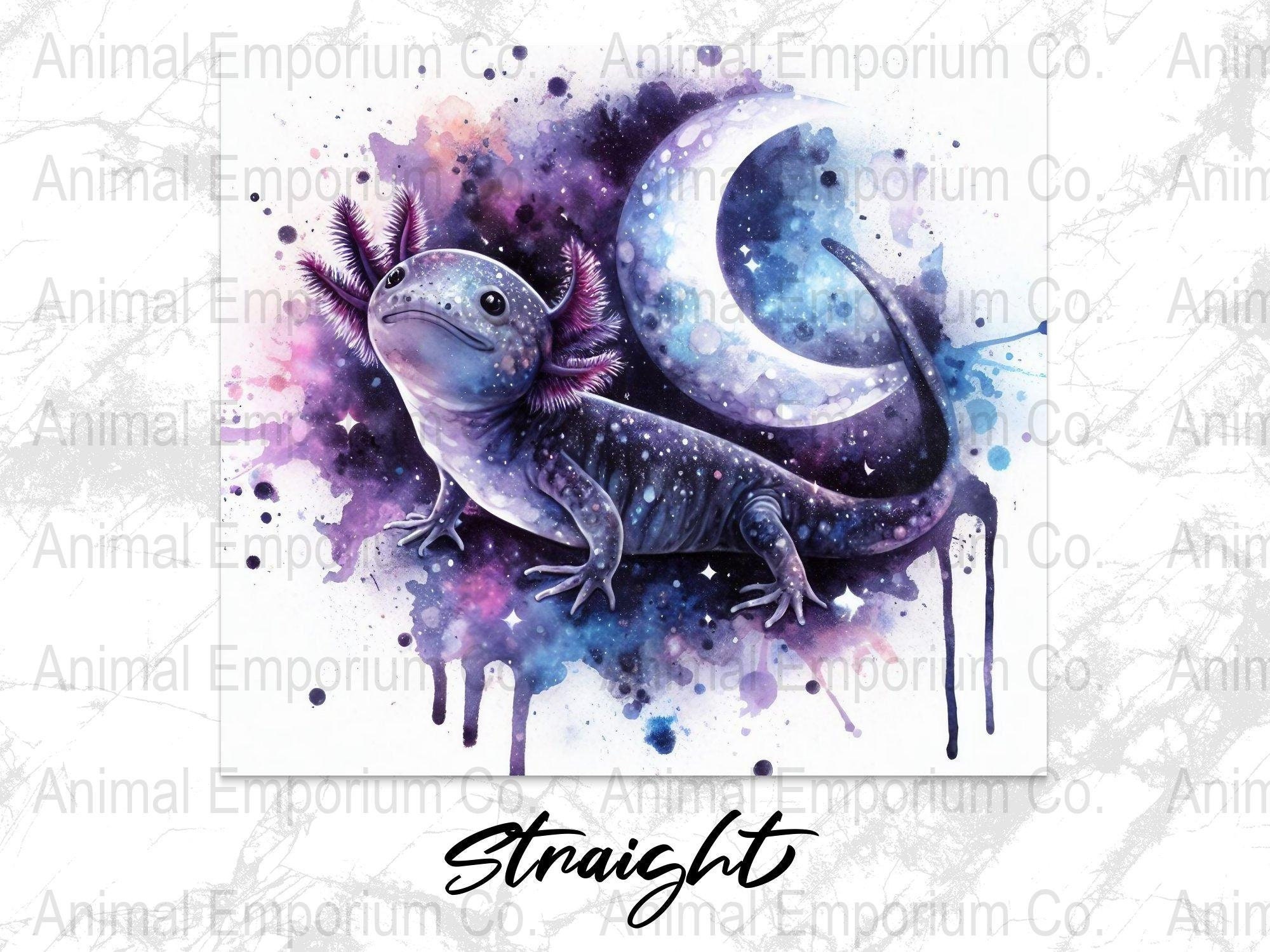 Axolotl Tumbler PNG Wrap, Celestial Night Sky Axolotl, Mystical Moon ...