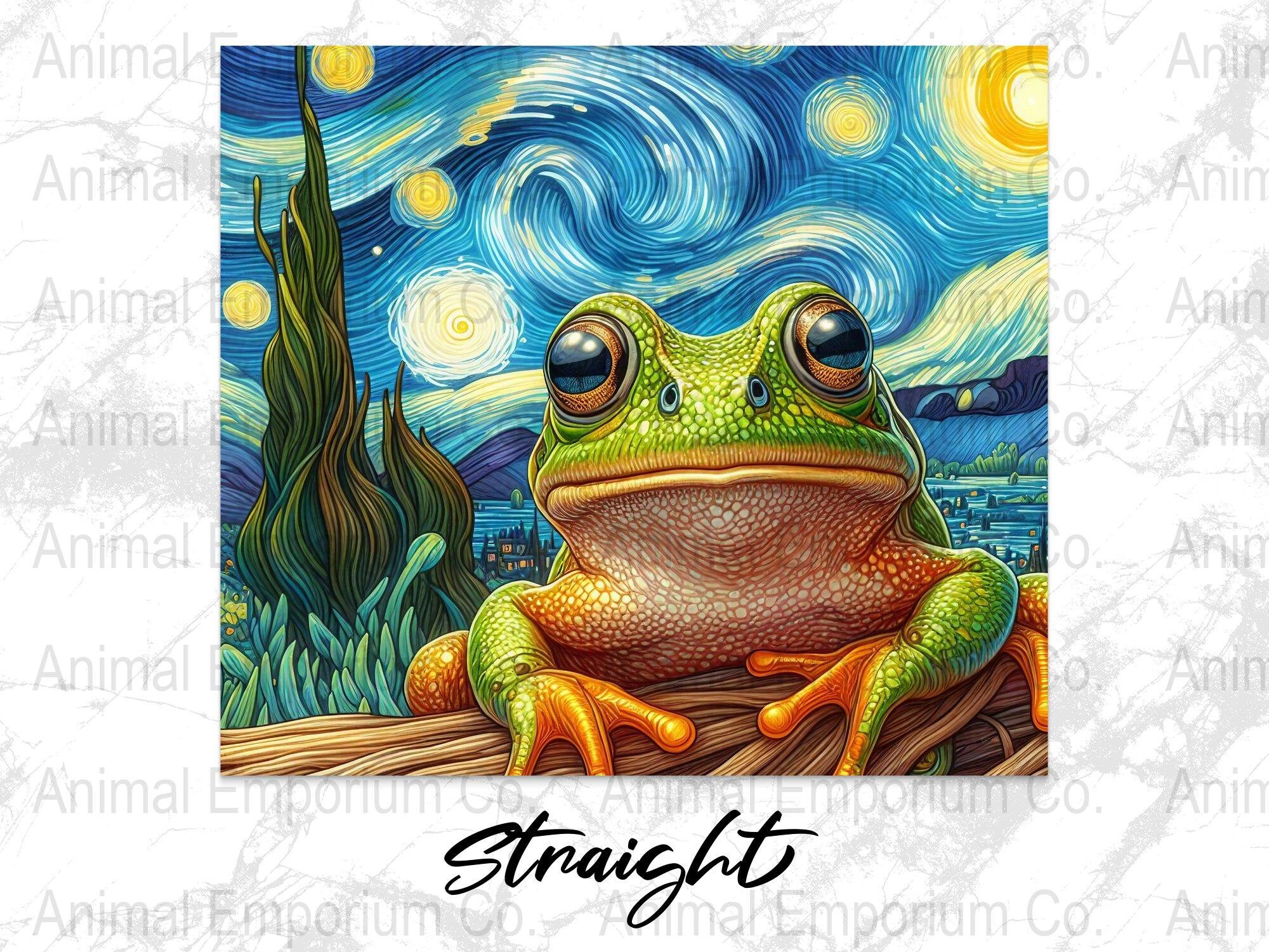 Frog Starry Night Tumbler PNG Wrap, Van Gogh Art Skinny Tumbler, Frog ...