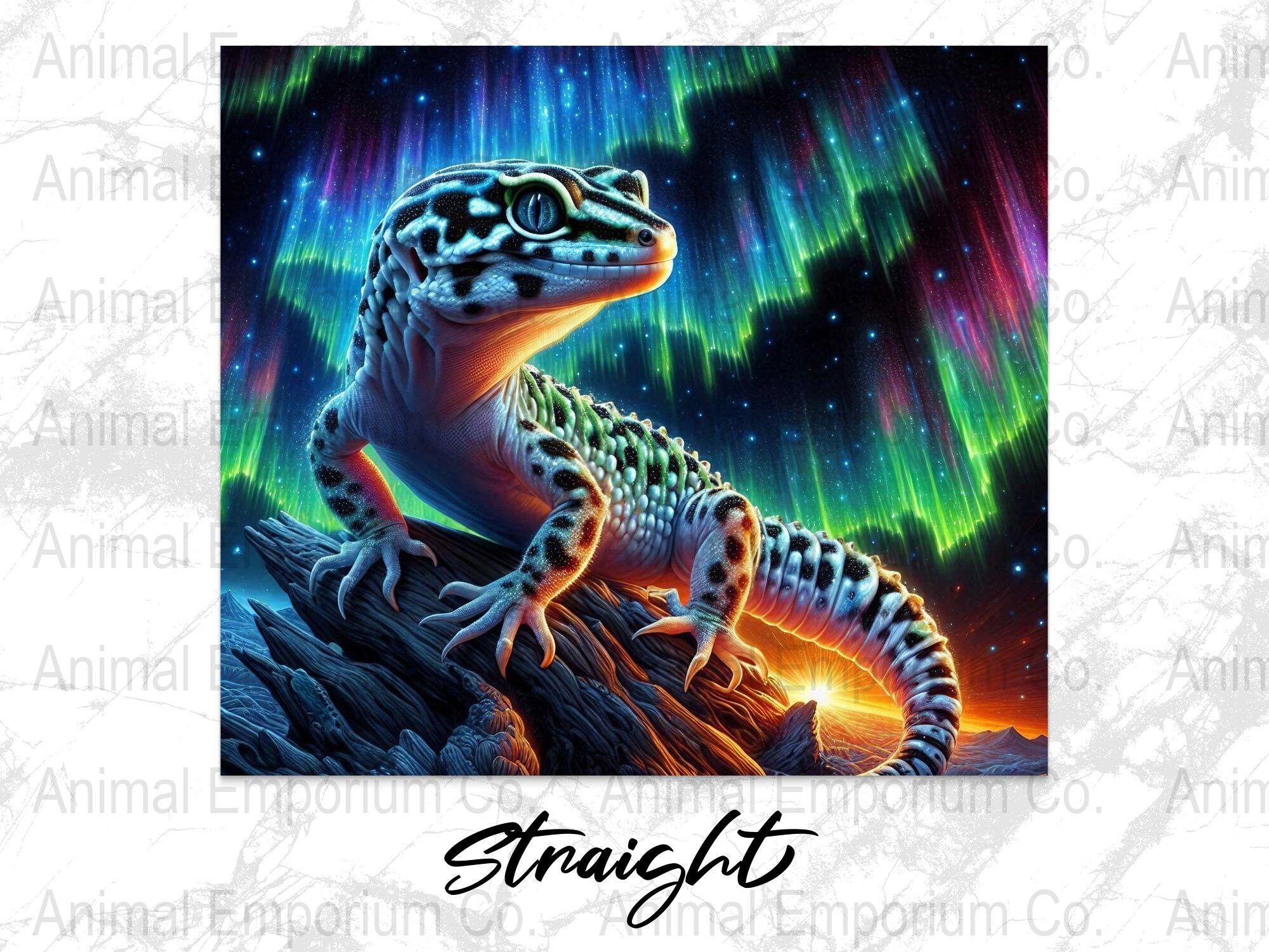 Leopard Gecko Northern Lights PNG Wrap, Reptile Aurora Borealis Digital ...