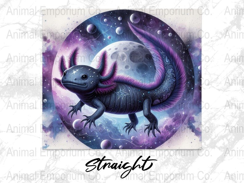 Axolotl Tumbler PNG Wrap, Celestial Night Sky Axolotl, Mystical Moon ...