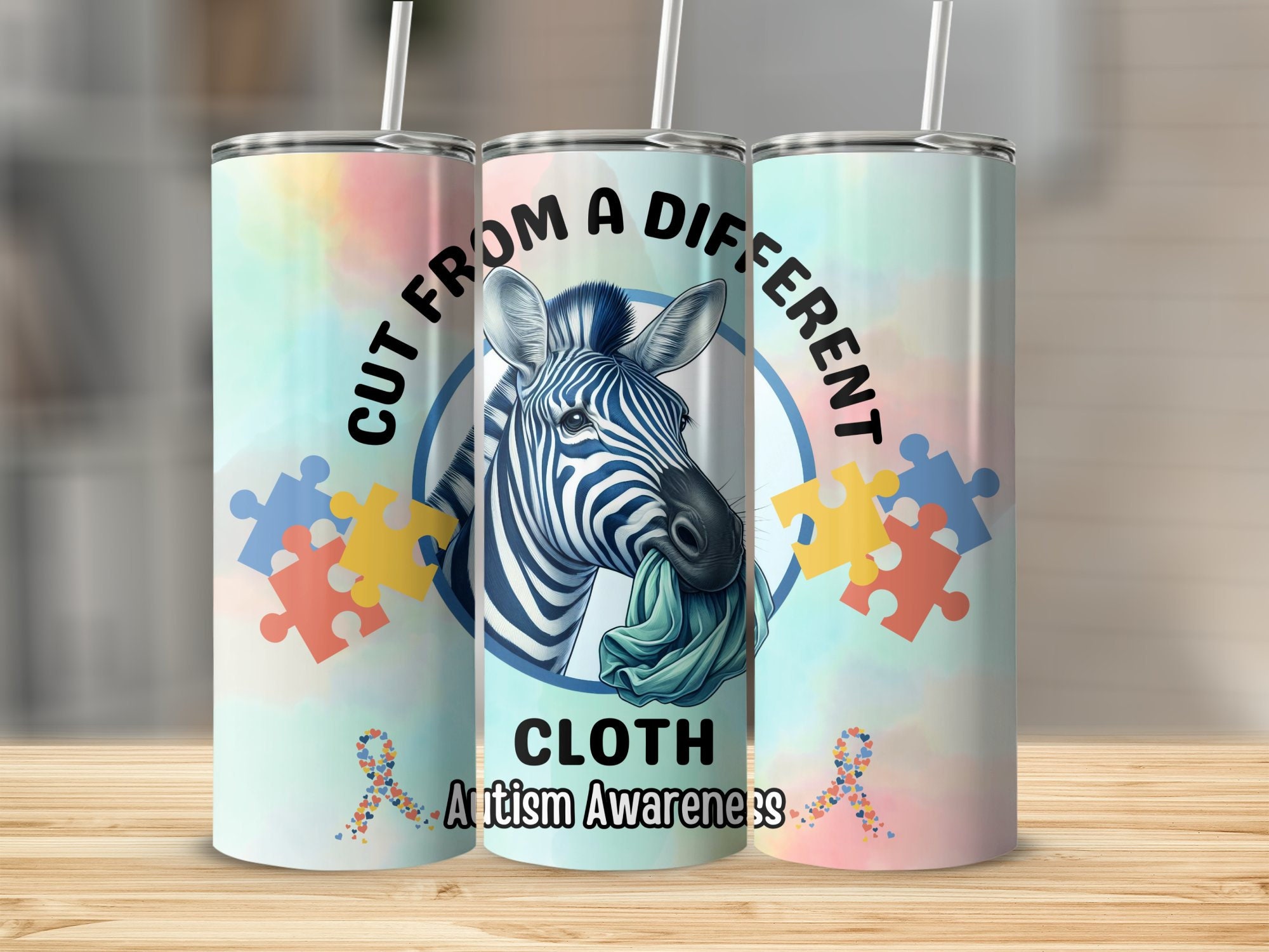 Zebra Autism Awareness Month Sublimation Wrap, It's OK to Be Different ...