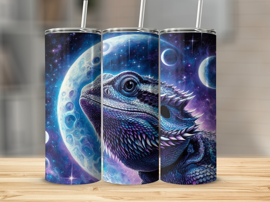 Bearded Dragon Tumbler PNG Wrap, Celestial Night Sky Lizard, Mystical ...