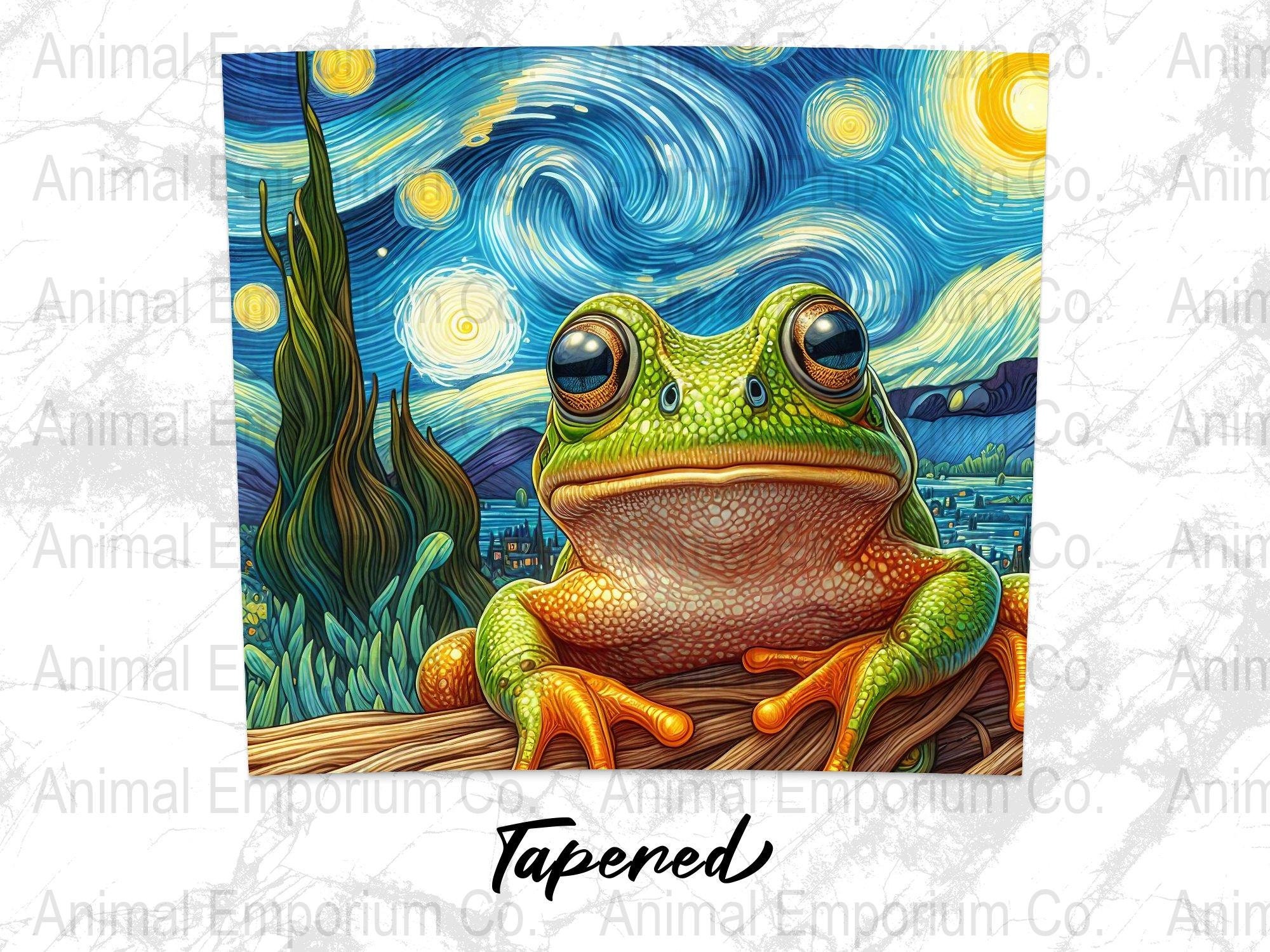 Frog Starry Night Tumbler PNG Wrap, Van Gogh Art Skinny Tumbler, Frog ...