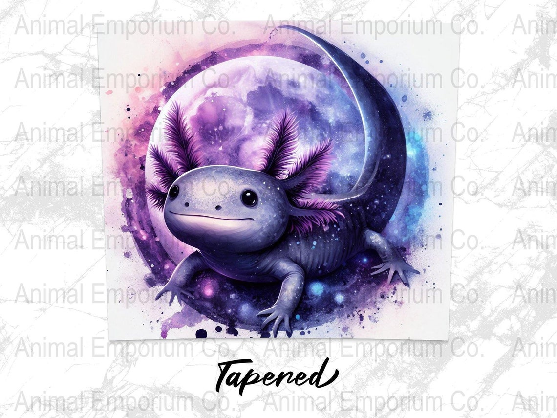 Axolotl Tumbler PNG Wrap, Celestial Night Sky Axolotl, Mystical Moon ...