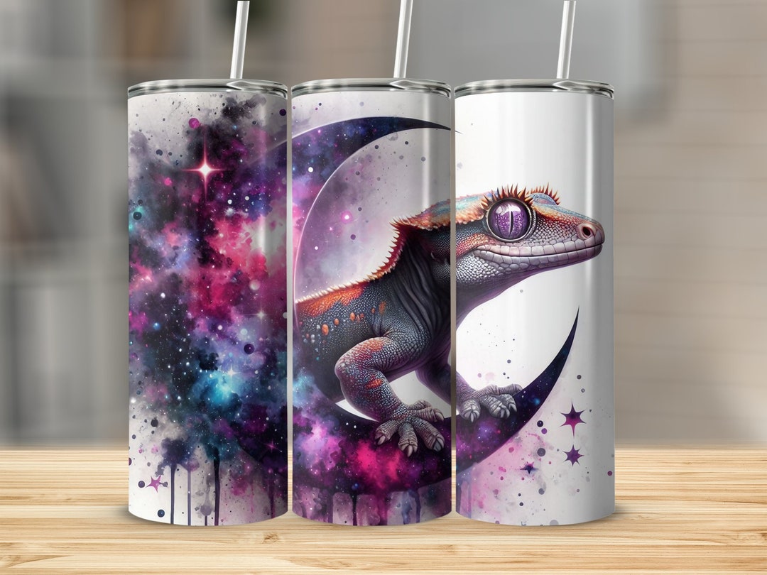 Gecko Tumbler PNG Wrap, Celestial Night Sky Lizard, Mystical Moon and ...