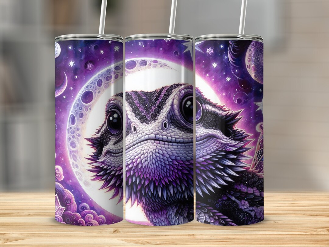 Bearded Dragon Tumbler PNG Wrap, Celestial Night Sky Lizard, Mystical ...