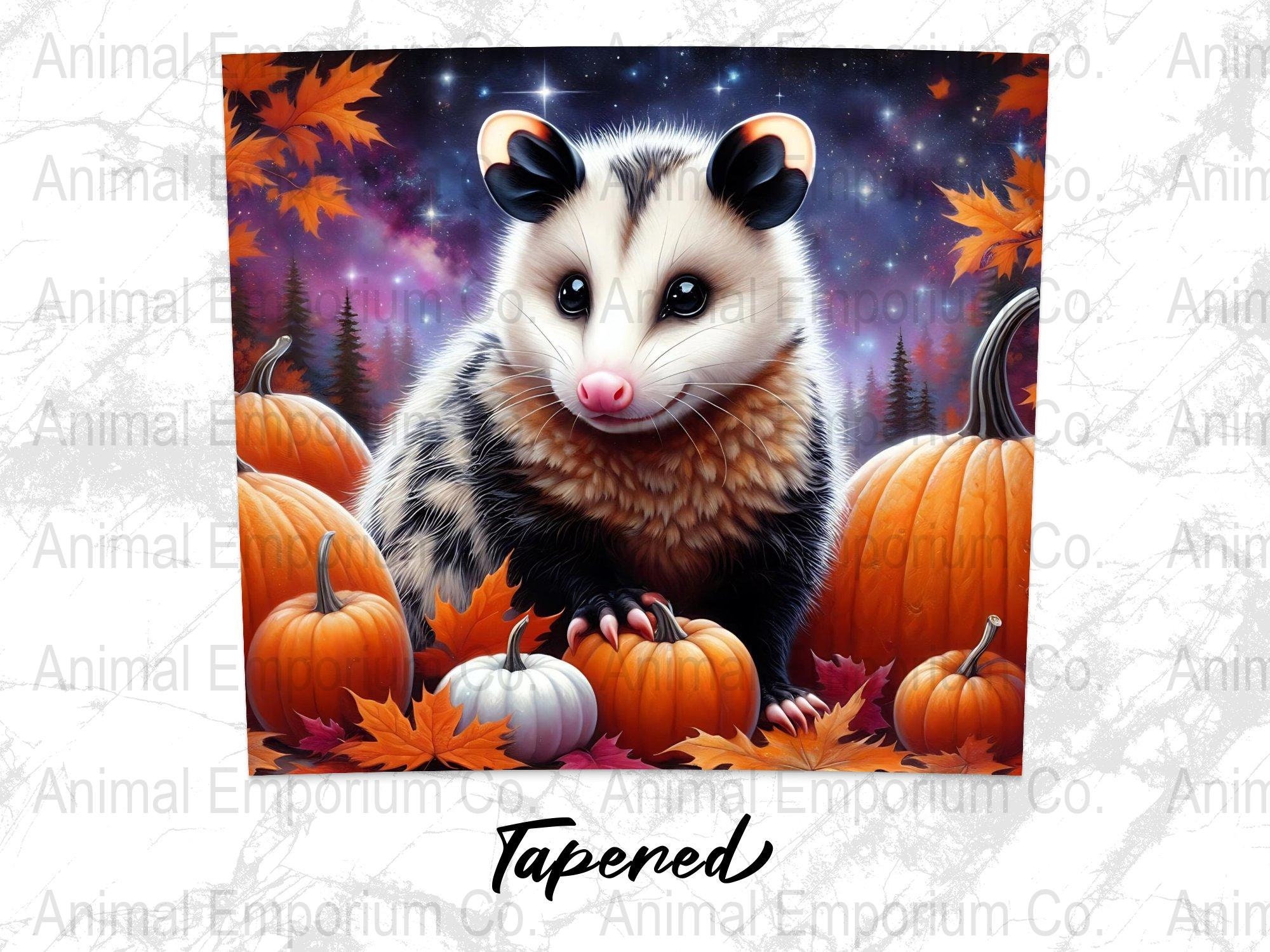 Opossum Fall Season Tumbler PNG Wrap, October Possum Halloween Digital ...