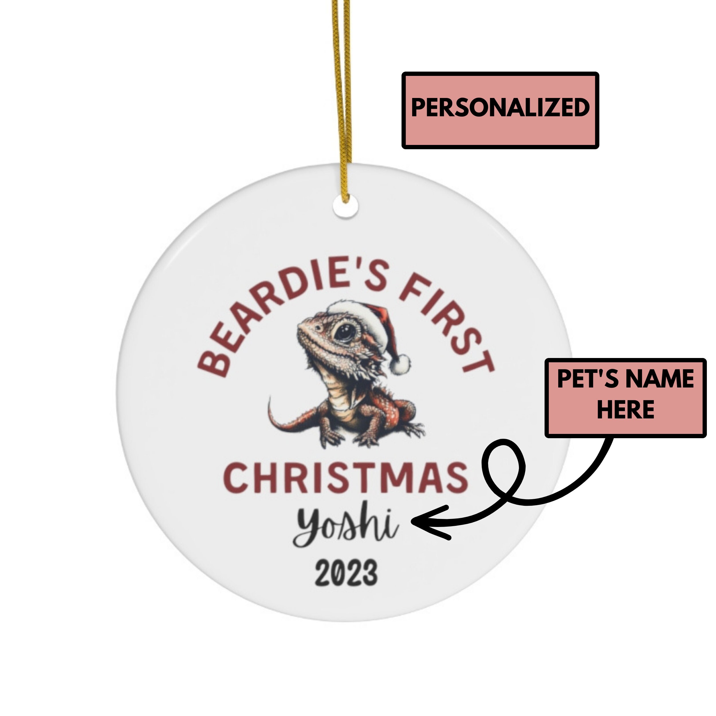 Customized Bearded Dragon First Christmas Ornament Gift for Reptile ...