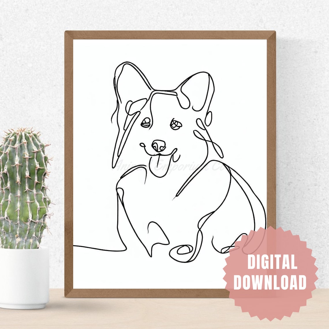Welsh Corgi One Line Drawing PDF Instant Download, Corgi Minimalist ...