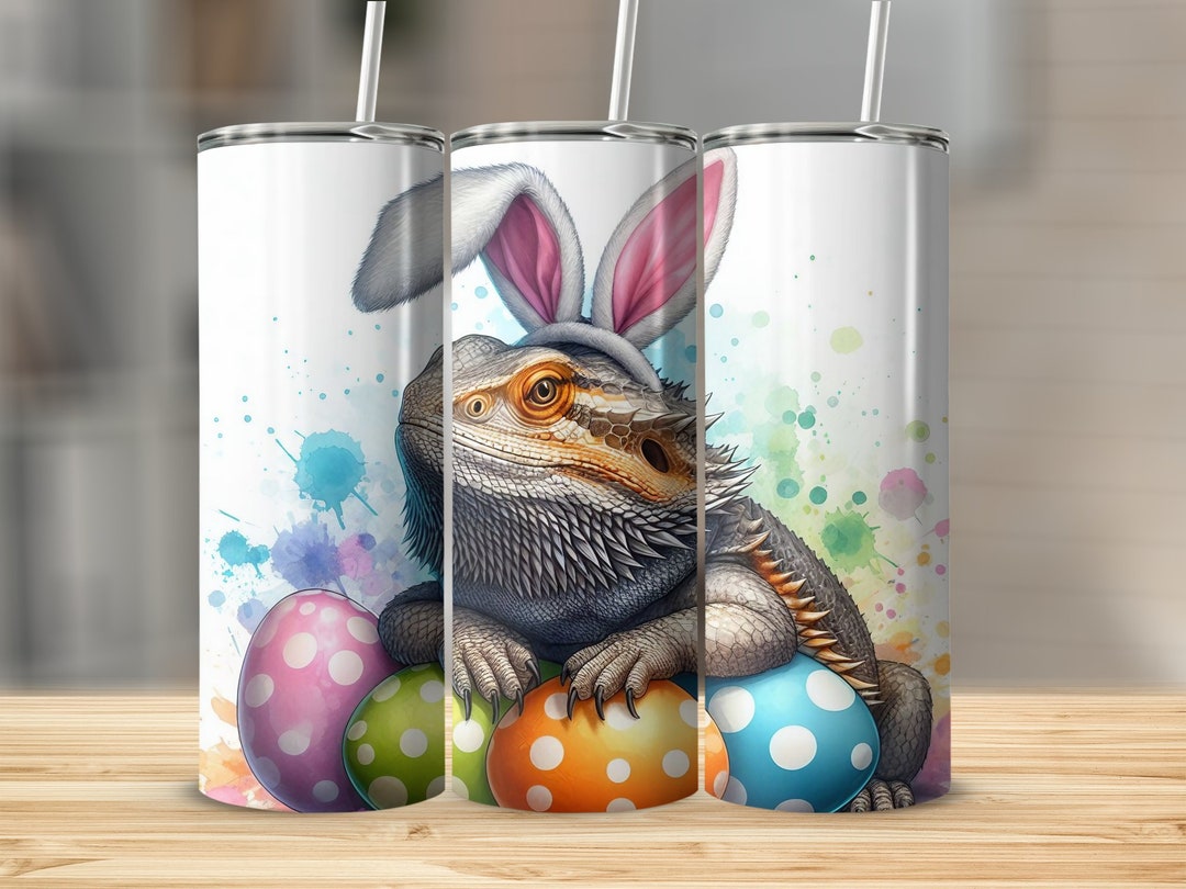 Bearded Dragon Easter 20oz Skinny Tumbler Wrap, Straight Bearded Dragon ...