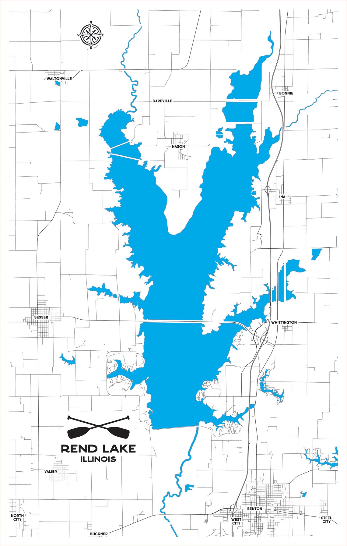 Rend Lake Map, Rend Lake SVG, Instant Download, Laser File, Lake Map ...