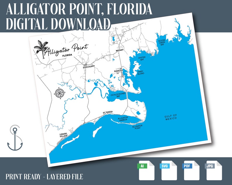 Alligator Point Map File, Alligator Point Svg, Florida Svg, Florida ...