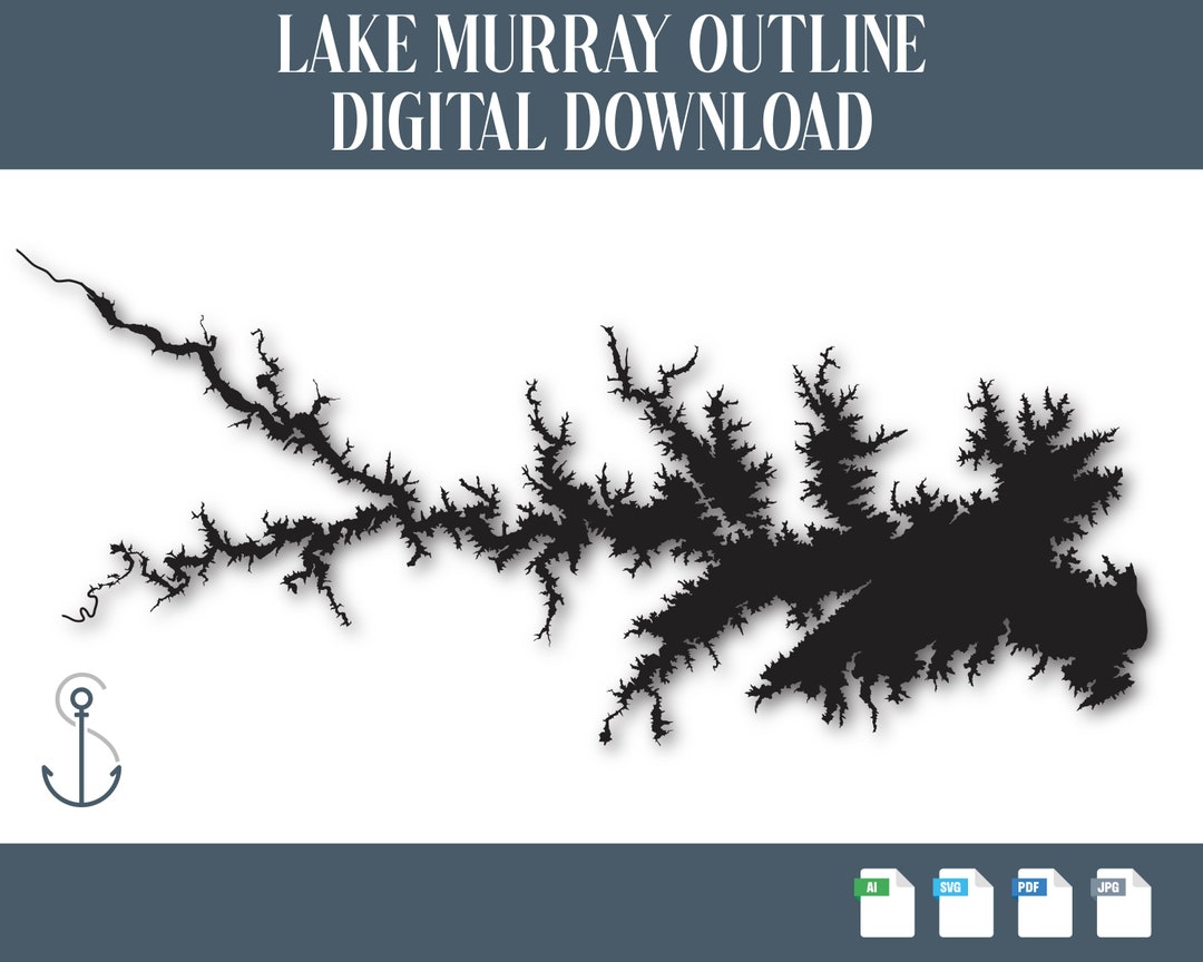 Lake Murray Outline, Lake Murray Svg, Lake SVG, Laser File, Lake Map ...