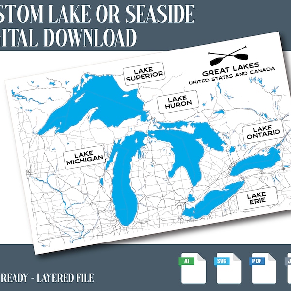 Custom Lake Map - Etsy