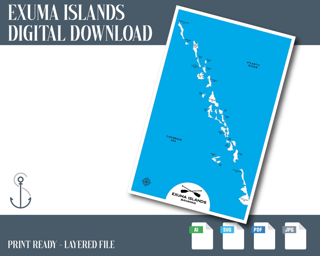 Exuma Islands Map File, Exuma Islands SVG, Instant Download, Laser File ...
