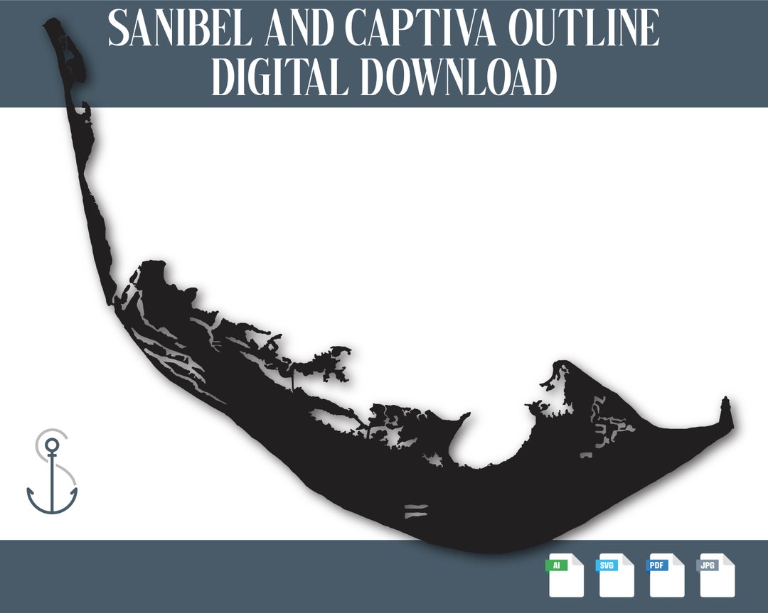 Sanibel and Captiva Outline, Sanibel SVG, Captiva SVG, Laser File ...