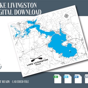 Lake Livingston Map File, Lake Livingston SVG, Laser Map File, Lake Map ...
