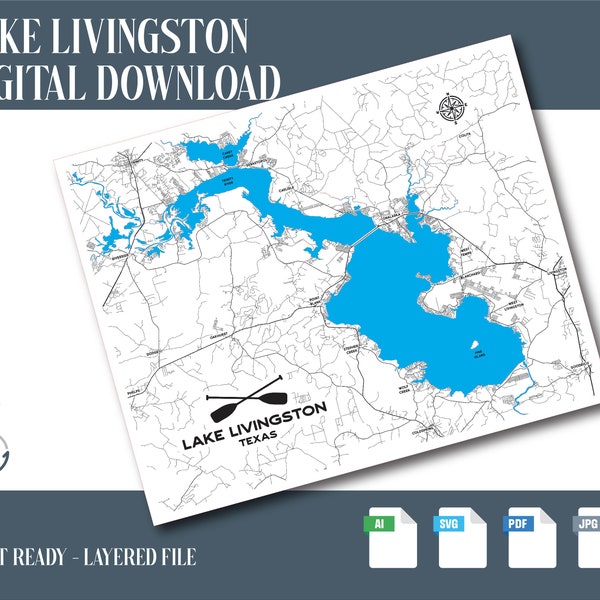 Lake Livingston Maps Svg - Etsy